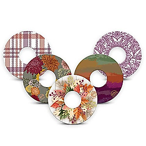 ExpressionMed - Adhesive Patch for Libre 3 (5-Pack) - Made in The USA, Waterproof, Split Backing, CGM Tape (Autumn Style Variety Pack)