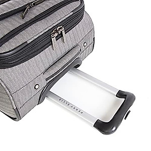 Perry Ellis Lexington II Lightweight Spinner Luggage, Black/White Herringbone, Carry-On 21-Inch