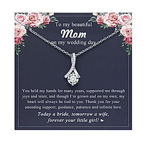 UPROMI Mother of The Bride Gifts from Daughter, Wedding Gifts for Mom Mother of The Bride Jewelry Silver Dainty Necklace for Mom Gifts from Bride