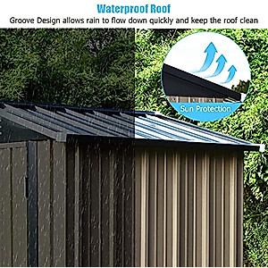 Catrimown 8' x 6' Outdoor Storage Sheds, Metal Utility Storage House for Backyard Patio Furniture Garden Lawn Tool, with Lockable Door