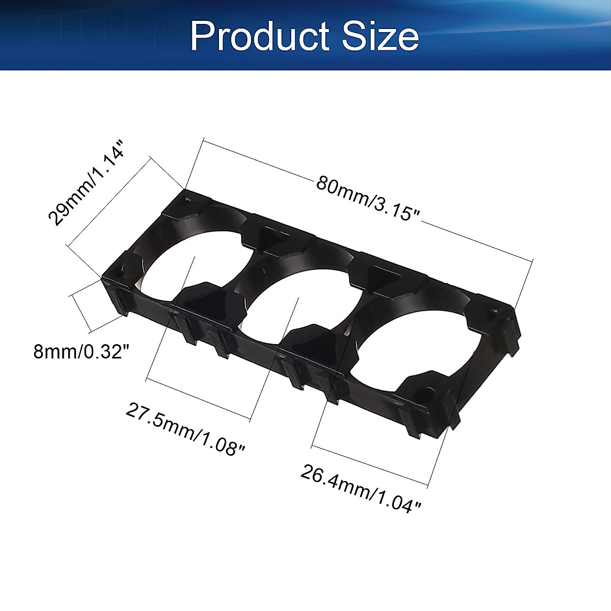 Heyiarbeit 20pcs 26650 Lithium Battery Triple Holder Bracket 3 Cell Safety Spacer Radiating Shell for DIY Battery Pack