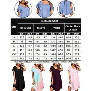 Ekouaer Womens Nightgown Soft Sleepwear Pleated Sleepshirt Sleep Dress Short Sleeve Nightdress Grey XL