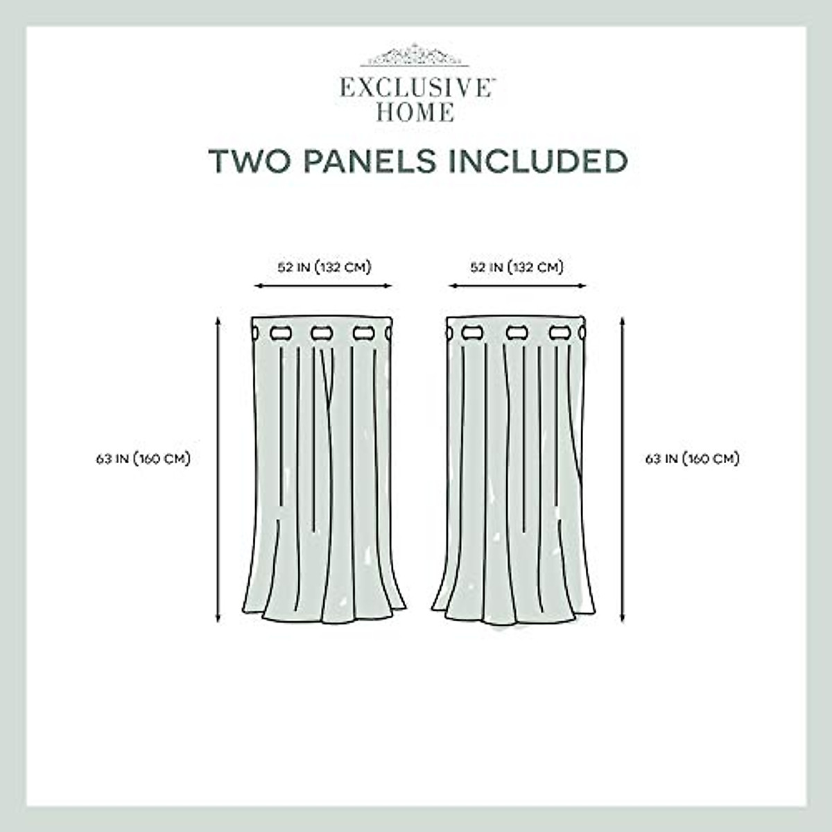 Exclusive Home Curtains Sateen GT Twill Woven Room Darkening Blackout Grommet Top Curtain Panel Pair, 52x63, Charcoal, 2 Count