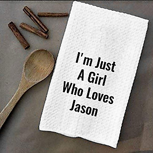 MEIKIUP Horrible JS Inspired Gift Thriller 80's Horror Halloween Kitchen Towel I'm Just A Girl Who Loves JS for Fans Housewarming Gift