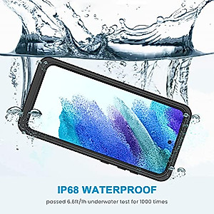 Lanhiem Samsung Galaxy S21 FE Case, IP68 Waterproof Dustproof Case with Built-in Screen Protector, Full Body Heavy Duty Shockproof Protective Clear Cover for Galaxy S21 FE 5G 6.4 Inch, Black