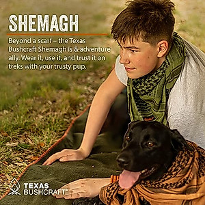 Texas Bushcraft Tactical Shemagh - Authentic Keffiyeh 100% Cotton for your Camping, Hiking and Backpacking Gear (Drab Green)