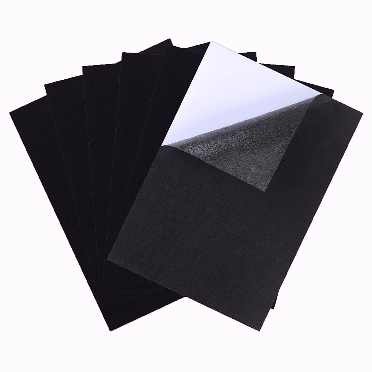 Perzodo 6 Pieces Black Adhesive Back Sheets - 8.3 by 11.8" (A4 Size) Adhesive Back Felt Sheets for Art Crafts Making, Jewelry Box and House Adorning