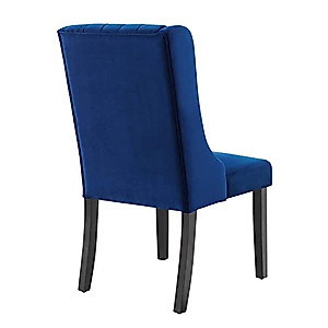 Modway Renew Performance Velvet Parsons Dining Chairs in Navy-Set of 2