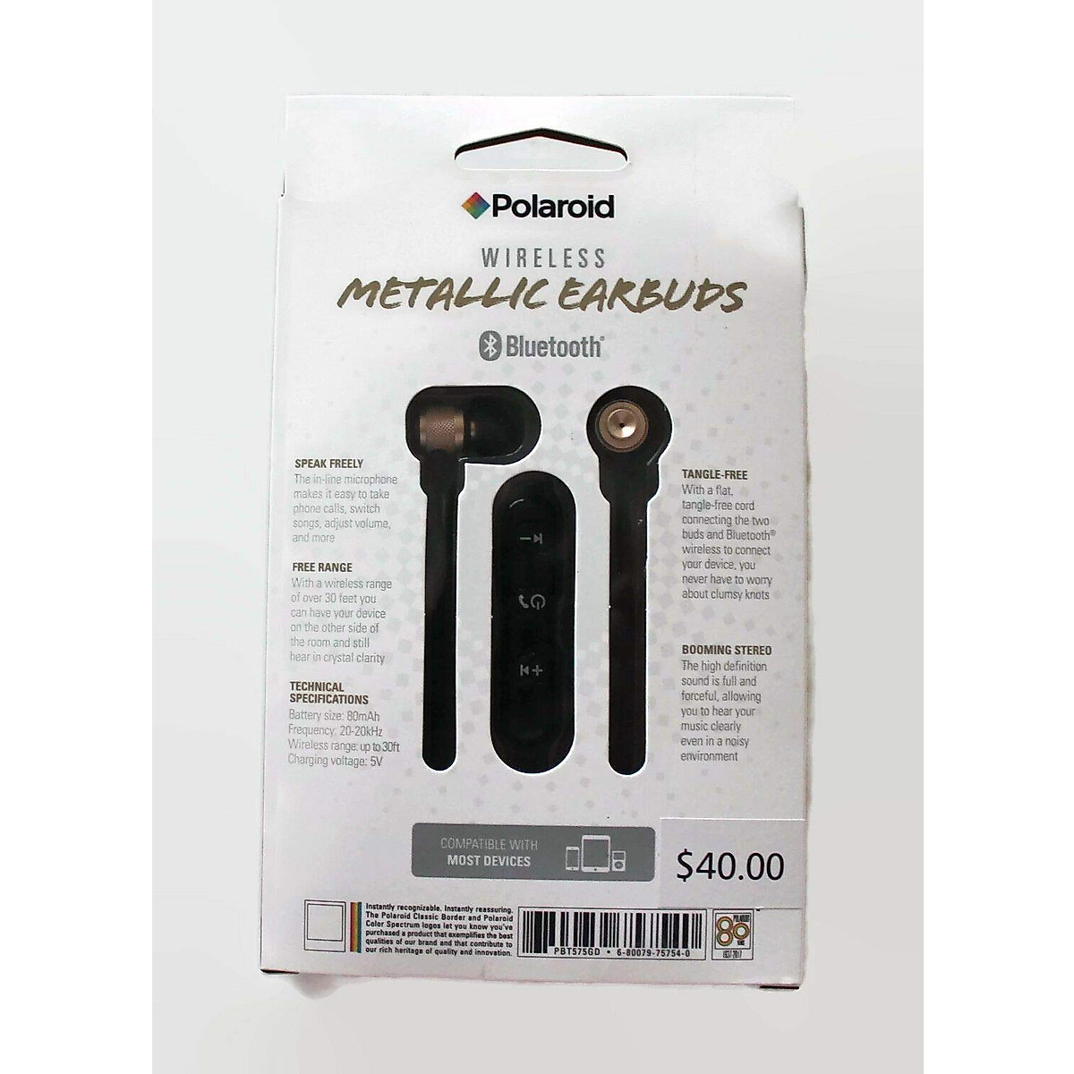 Polaroid Wireless Bluetooth Rose Metallic Earbuds