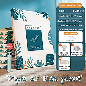 Vacuum Storage Bags Home Clothes Blanket Comforter Space Saver Vacuum Organization and Storage Bag, 6 Pack(2*LMS) with Hand Pump