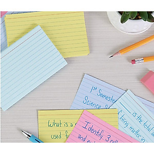 Pen + Gear Ruled Index Cards, Pastel, 3 in x 5 in, 100 Count