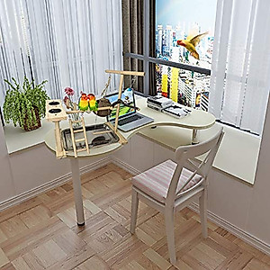 Parrots Playground Bird Play Stand Natural Wood Perch Gym Parakeet Nest Climb Swing Ladders with Feeder Cups Ladders Lovebirds Cage Accessories Toy Exercise Activity for Conure Cockatiel Lovebirds