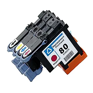 Inkpro Compatible Replacement Printhead for HP 80 C4820A C4821A C4822A C4823A Remanufactured Printer Head HP Designjet 1050c 1050c Plus 1055 Printer (Set of 4)