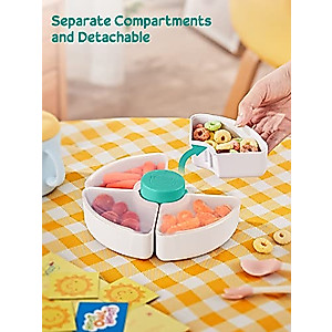 HEETA Baby Food Storage Container, Snack Box for Kids with 4 Removable Compartment and Lids, Reusable Snack Containers, Food Grade PP Material, BPA & PVC Free (Green)