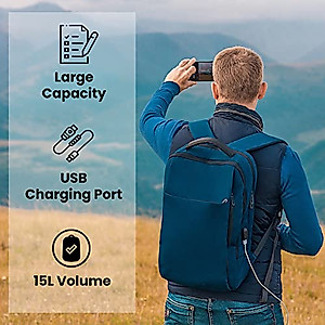 Nordace Bergen Smart Backpack with USB Charging Port, Water Resistant - 15.6 Inch Laptop Backpack for Everyday, Work (Blue)