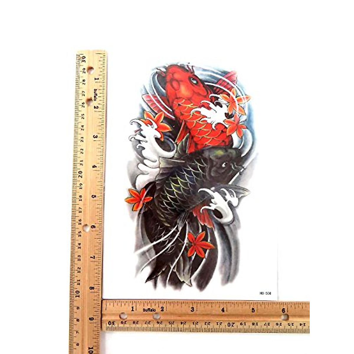 10 sheets dragon yinyang koi large 8.25" half-sleeve arm tattoo good fake tattoos
