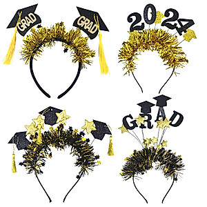 Zaruatu 4 Pcs Graduation Hat Headband Insert Mini Cap Hair Accession Party Favors 2024