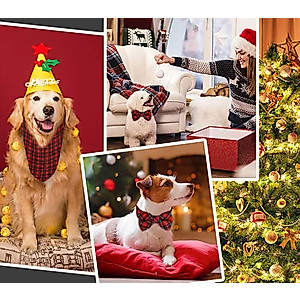 Christmas Dog Collars for Female Dogs,Dog Bow Tie Collar as Dog Gifts for Large and Medium Dog,Pet Gift Collar with Bow Tie & Soft Bandana,Adjustable Dog Bow Tie Collar,Girl Dog Collar for Large Dogs
