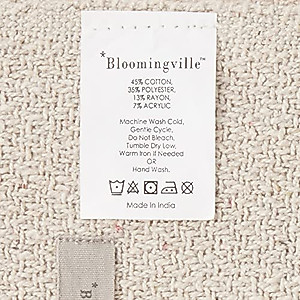 Bloomingville A14208833 Grey & Cream Cotton Knit Throw with Fringe