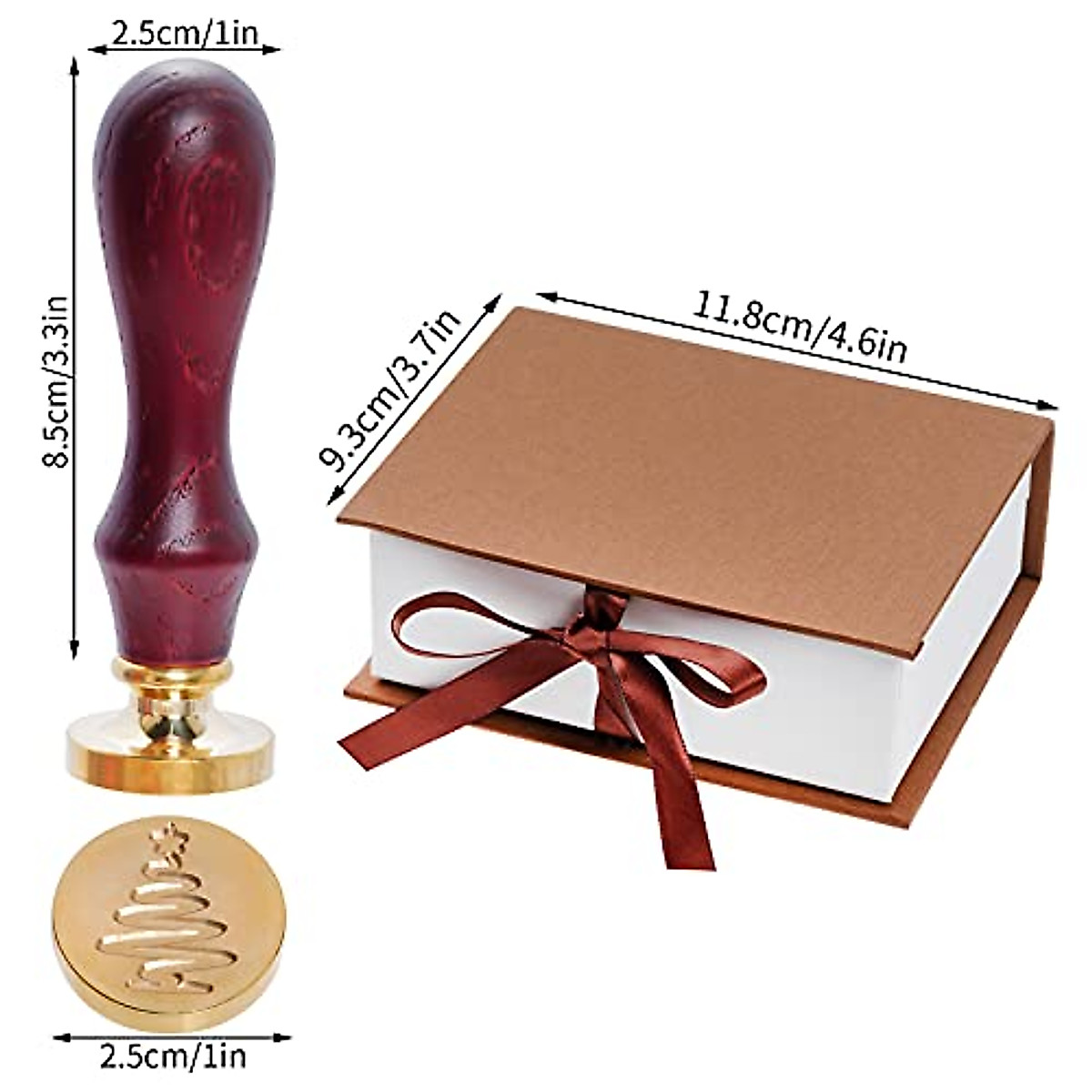 Christmas Wax Seal Stamp Set - 6 Pcs Brass Head with Wooden Hilt - Merry Christmas Santa Vintage Envelope Wax Copper Seal Stamp Kit with Gift Box for Holiday Wedding Invitations Postcards Scrapbook