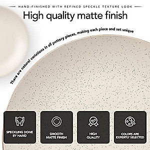 Riverside Collection by Maison Neuve 12-Piece Dinnerware Set Service for 4 - Hand Crafted Bowls and Plates Set, Stoneware Dinnerware Set, Microwave & Dishwasher Safe Plate Set - Oxford White