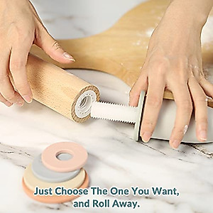 Geesta Adjustable Wood Rolling Pin with 5 Thickness Rings, Precise Dough Roller Handle Press Design with Measurement Guide for Fondant, Pizza, Pie Crust, Cookie, Pastry Baking Decorating Accessories