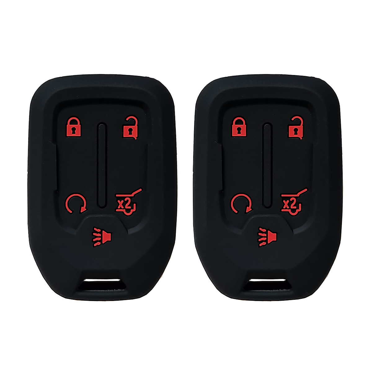2 Pcs Smart Key Fob Cover Case Protector Fit for GMC Acadia Terrain Yukon Chevrolet Suburban Tahoe Keyless Entry Remote Fob Skin Jacket Holder Key Protection Case (Black with red)