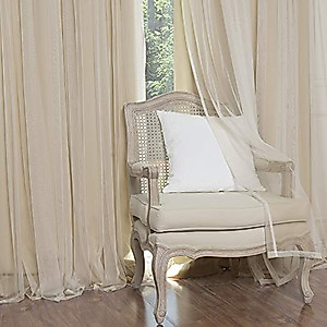 Best Home Fashion Lace Overlay Thermal Insulated Solid Blackout Curtains - Stainless Steel Nickel Grommet Top - Beige - 52" W x 84" L - (Set of 2 Panels)