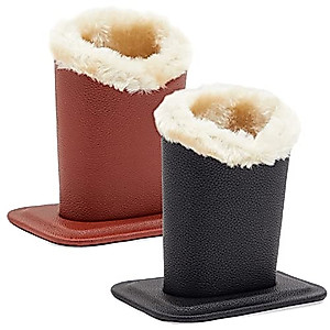 Juvale 2 Pack Eyeglasses Holder Stand, Plush Lined Bedside Glasses Case for Table, Desk, Nightstand (Black, Brown, PU Leather)