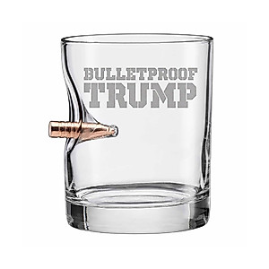 Bulletproof Trump Drinking Glasses - Made in the USA - MAGA (11oz Rocks Glass)