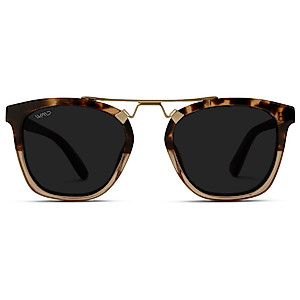 WearMe Pro Polarized Vintage Large Square Womens Sunglasses with Metal Double-Bar Bridge (Crystal Brown Tortoise/Black Lens)
