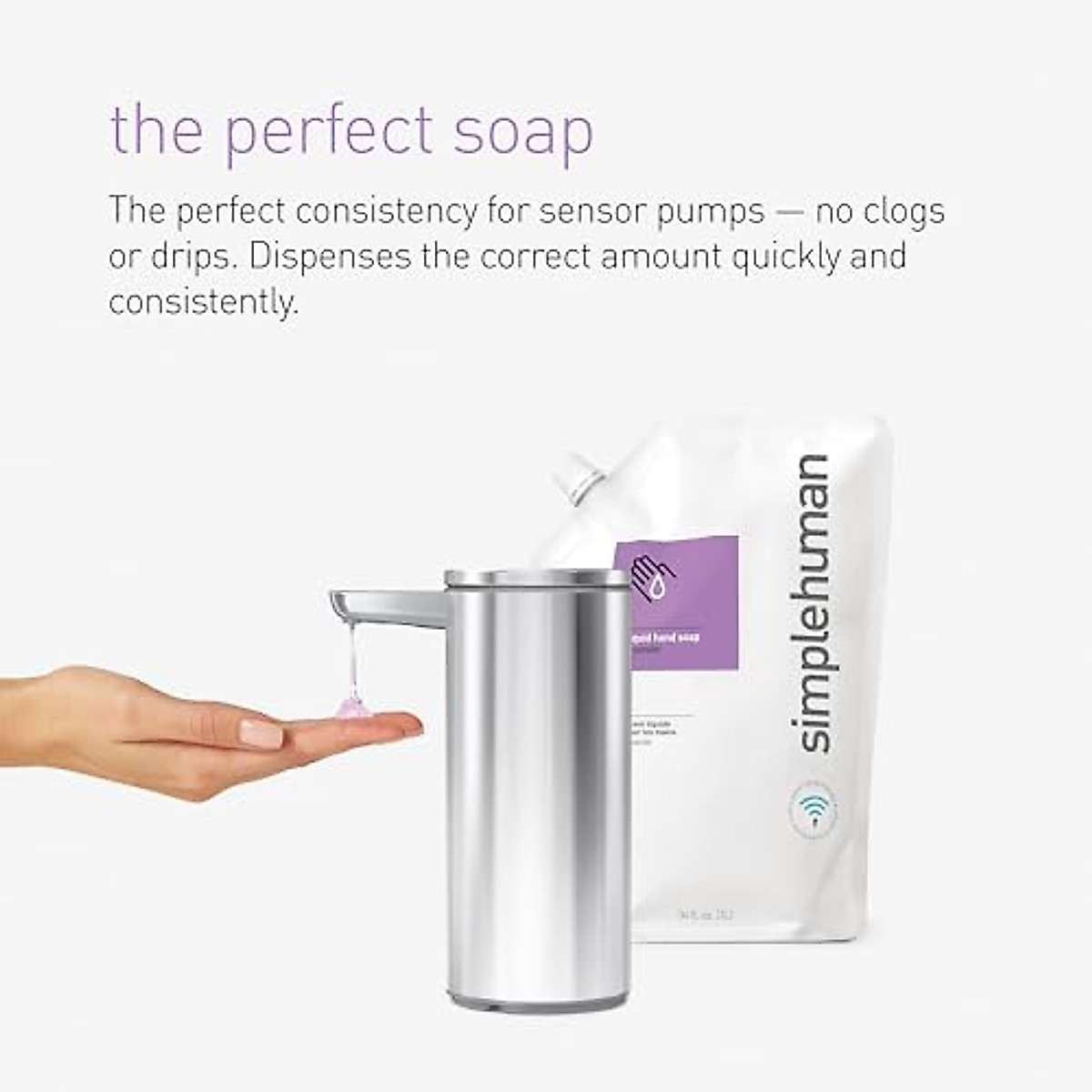 simplehuman Moisturizing Liquid Hand Soap Refill Pouch, 34 Fl Oz (Pack of 1), Fragrance Free, Count