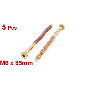 uxcell M6 x 85mm Threaded Hex Socket Head Cap Screws Bolts Bronze Tone 5 Pcs