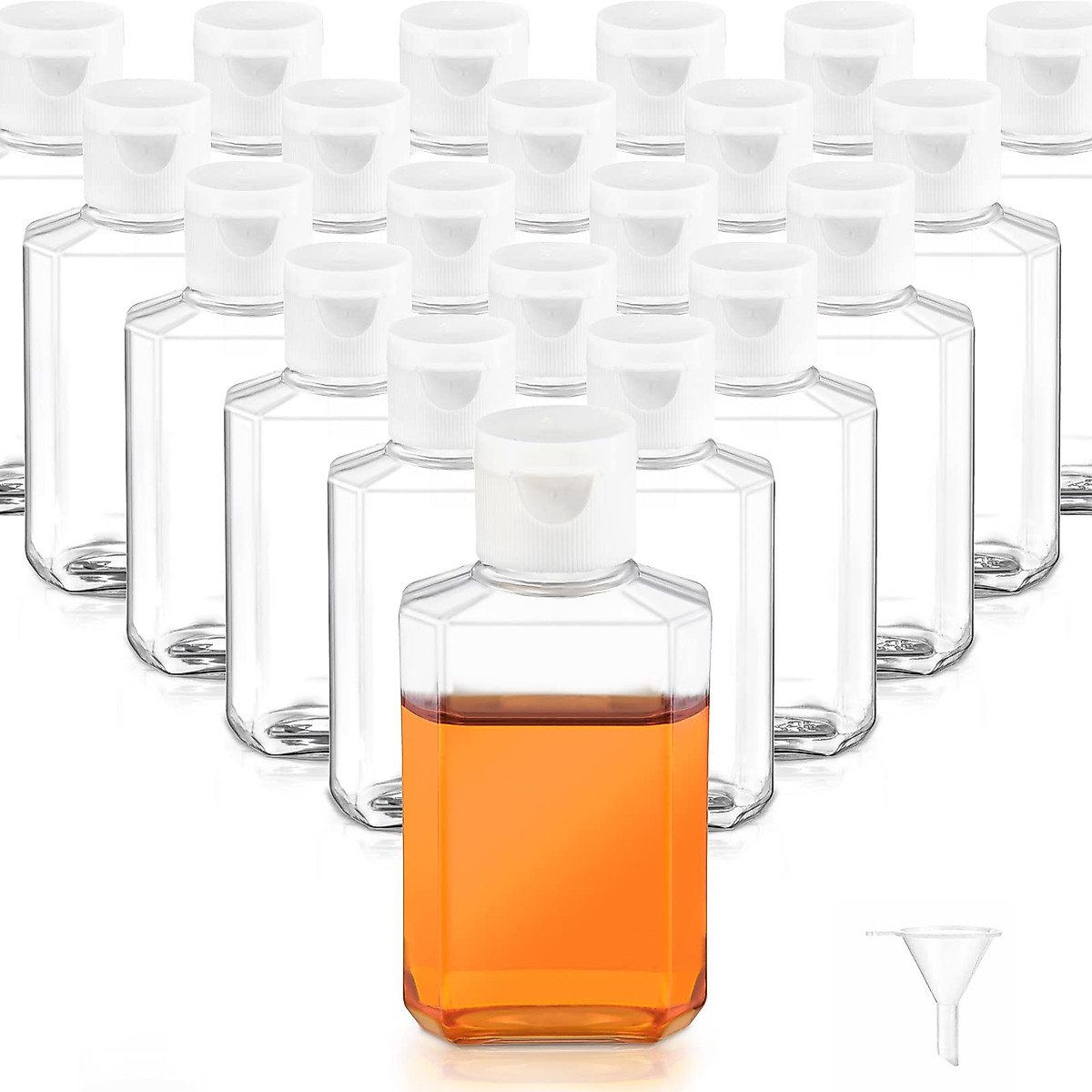 HULISEN 24 Pack of 2oz Travel Size Bottles, Plastic Clear Travel Bottles for Toiletries, Empty Mini Travel Containers with Flip Cap, Leak Proof Refillable Lotion Bottles for Hand Sanitizer, Shampoo