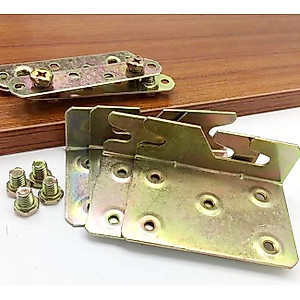 TIHOOD 4PCS Premium Heavy Duty Non-Mortise Bed Rail Fittings Wood Bed Rail Bracket, Headboards and Foot-Boards with Screws