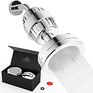 Luxury Filtered Shower Head Set - Filtered Shower Head Combo Removes Chlorine, Heavy Metals, Impurities & Soften Water - High Pressure Rainfall Shower Head with Vitamin C & E Cartridges