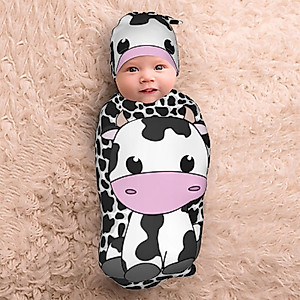 Yiftd Swaddle Blanket Cow Print and Cow Soft Fleece Baby Blanket Newborn Plush Receiving Blanket for Boys Girls Swaddling Wrap Set Sleeping Bag for Toddler Infant