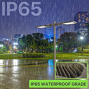 Glitgate 300W LED Parking Lot Lights, 45000LM 5000K Adjustable Slip Fitter Mount Street Lights with Dusk to Dawn Photocell, 100-277V IP65 Waterproof Commercial Area Lighting ETL Listed 2 Pack