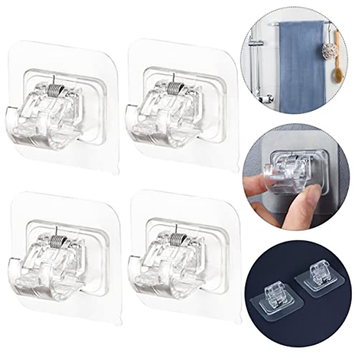 FBITE Curtain Tiebacks,Curtain 1Hanging Rod Clamp Shower Rod Hooks Shower Rod Holder Plastic Standbar Hook Curtain Rod Clip Curtain Rod Fixing Clip/Transparent Color/6 * 5 * 4.5Cm