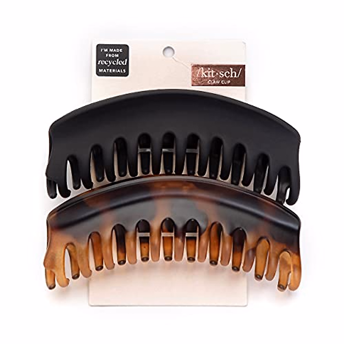 Kitsch Large Hair Clips for Women - Jumbo Dome & Claw Clips for Thick Hair | Big Banana Clips for Teen Girls | Stylish Hair Styling Accessories (2pc Tortoise&Black)