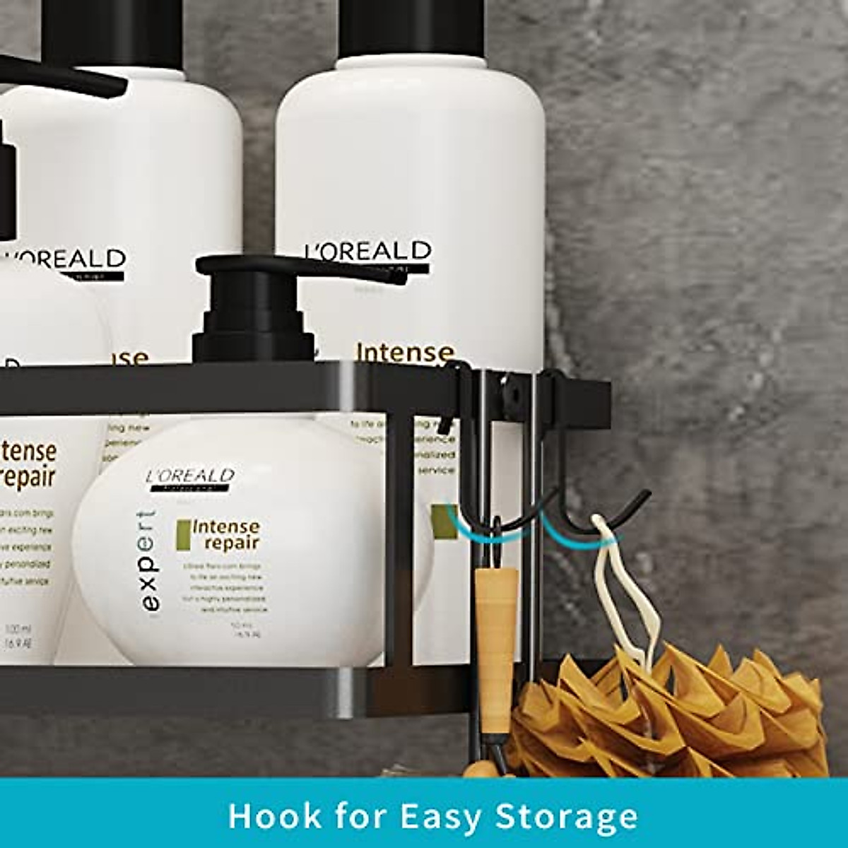 Over The Toilet Storage, Bathroom Organizer Shelves,Multifunctional Toilet Rack, No Drilling Space Saver with Wall Mounting Design,with Hook & Adhesive Base, Black