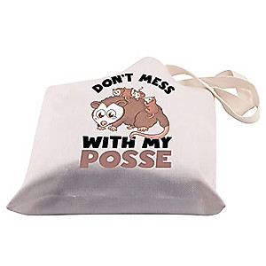 BDPWSS Possum Tote Bag Opossum Lover Gift Possum Mom Gift Don't Mess With My Posse Funny Possum Travel Pouch for Possum Owner (Mess my posse TG)