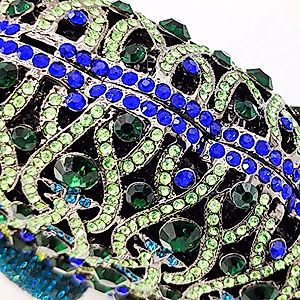 Boutique De FGG Elegant Crystal Clutches For Women Peacock Clutch Bag Evening Purses and Handbags (Small, Green)