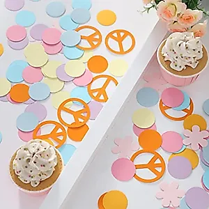 Groovy Flower Confetti For Birthday Party Decoration - One Groovy Baby Shower For Flower Child, Flower Power Theme Party Decor, Peace Love Party Onestock Confetti For 60’s 70’s, Hippie Boho First Birthday Scattered Decoration Supplies