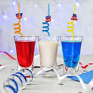 MDDRUIQI Patriotic Party Supplies Patriotic Party Accessories for Kids,24Pcs Patriotic Decorations,Patriotic Straws Decor for Outdoor Home Outside