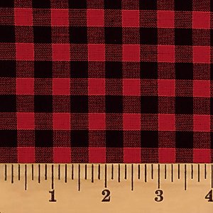 Red Black Mini Buffalo Check Plaid Cotton Homespun Plaid Fabric by JCS - Sold by The Yard
