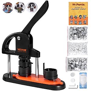 VEVOR Button Maker, 1.25 inch/32mm Pin Maker with 500pcs Button Parts, Ergonomic Arc Handle Punch Press Kit, Button Maker Machine with Panda Magic Book, for Children DIY Gifts and Christmas