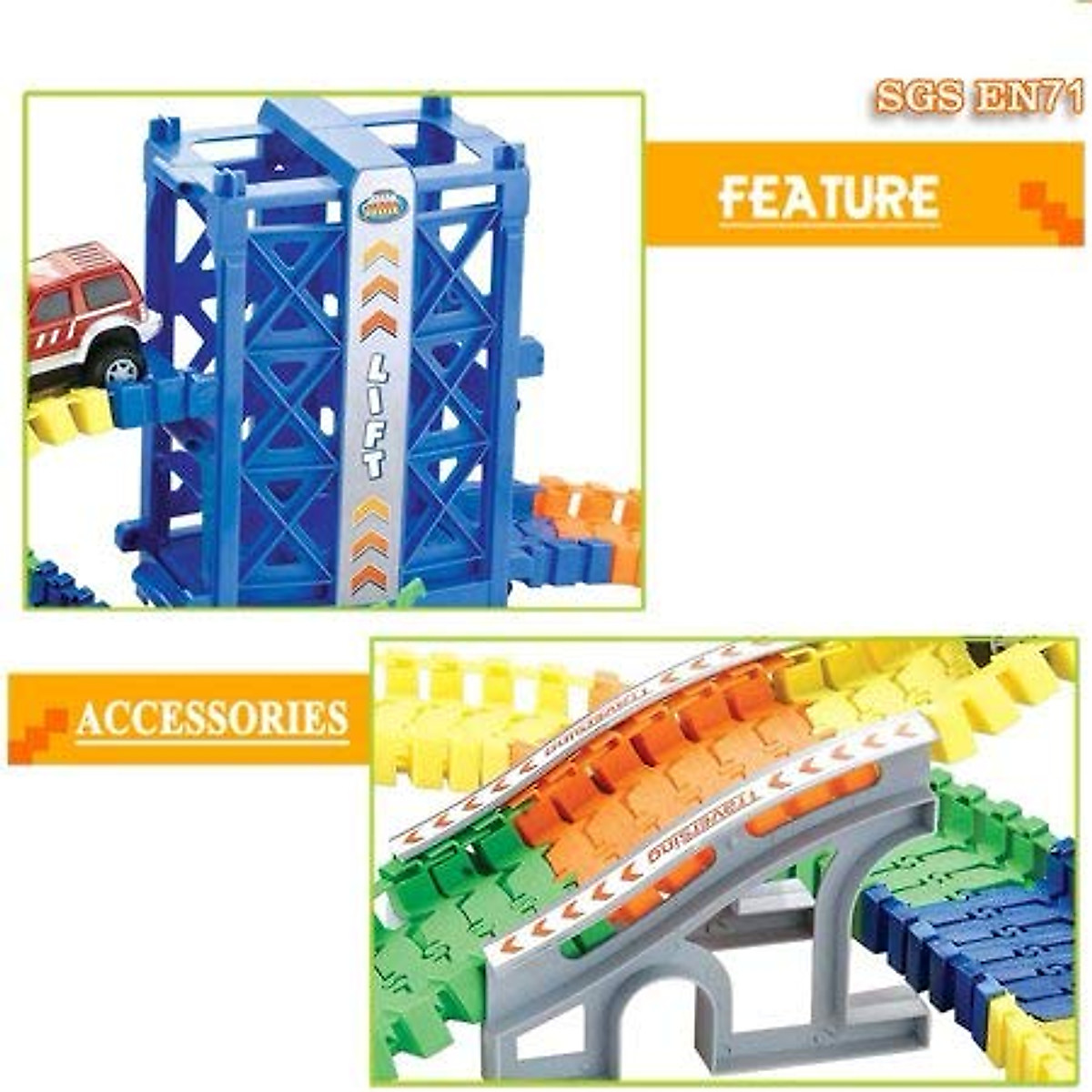 Race Car Track Flexible with Lift Create Your Own Track 120 Pcs. +3 by Mundo Toys