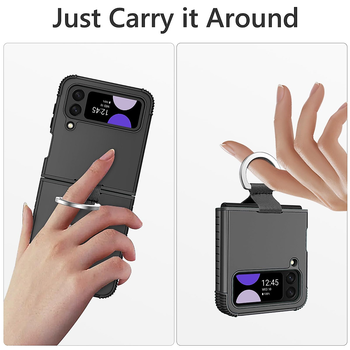 GUAGUA Compatible with Samsung Galaxy Z Flip 3 Case 5G 6.7 Inch Hybrid 2 in 1 Hard PC Soft TPU Heavy Duty Rugged Shockproof Full-Body Protective Phone Cover for Samsung Z Flip3, Black