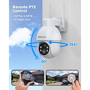 【2K】 Solar Powered Security Cameras Wireless Outdoor, 2 Pack, Pan Tilt 360°WiFi Camera with Color Night Vision/PIR Sensor/2-Way Audio/Alexa/Google Assistant